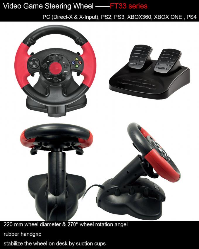 Game Steering Wheel Racing Wheel With Foot Pedal For PC + X-INPUT + P2 + P3